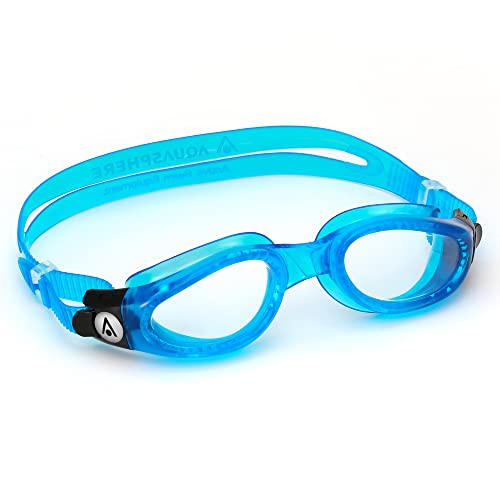 Aqua Sphere Kaiman Adult Swimming Goggles - The Original Curved Lens Goggle, Comfort & Fit for the Active Swimmer | Unisex Adult, Clear Lens, Light Blue/Transparent Frame, EP3004100LC