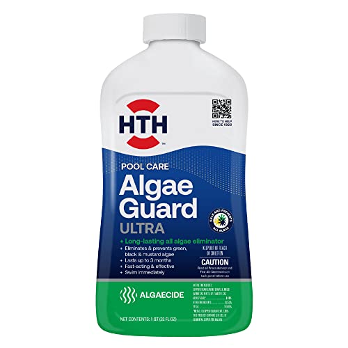 HTH Pool Care Algae Guard Ultra, Swimming Pool Chemical Kills & Prevents All Algae, Long Lasting Formula, 32 fl oz