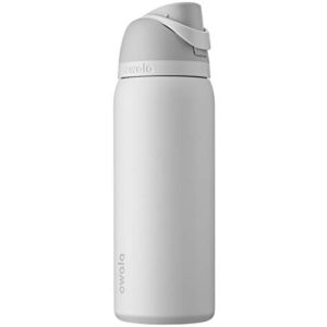 owala freesip insulated stainless steel water bottle with straw for sports and travel, bpa-free, 32-ounce, shy marshmallow