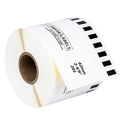 HOUSELABELS Compatible with DK-2205 Replacement Roll for Brother QL Label Printers; Yellow Continuous Length Labels; 2-4/9" x 100 feet (62mm*30.48m) - 6 Rolls