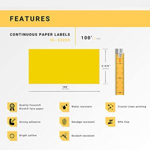 HOUSELABELS Compatible with DK-2205 Replacement Roll for Brother QL Label Printers; Yellow Continuous Length Labels; 2-4/9" x 100 feet (62mm*30.48m) - 6 Rolls