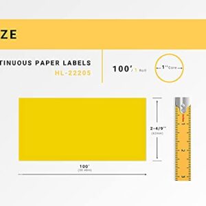 HOUSELABELS Compatible with DK-2205 Replacement Roll for Brother QL Label Printers; Yellow Continuous Length Labels; 2-4/9" x 100 feet (62mm*30.48m) - 6 Rolls