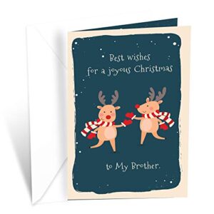 christmas card brother | made in america | eco-friendly | thick card stock with premium envelope 5in x 7.75in | packaged in protective mailer | prime greetings