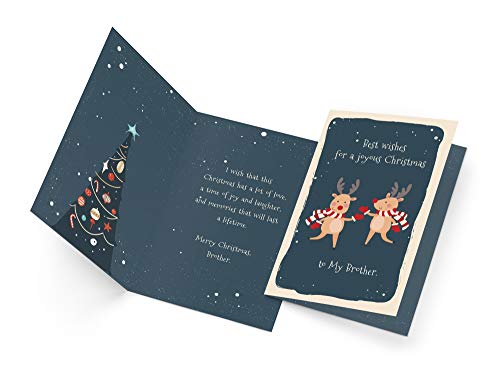 Christmas Card Brother | Made in America | Eco-Friendly | Thick Card Stock with Premium Envelope 5in x 7.75in | Packaged in Protective Mailer | Prime Greetings