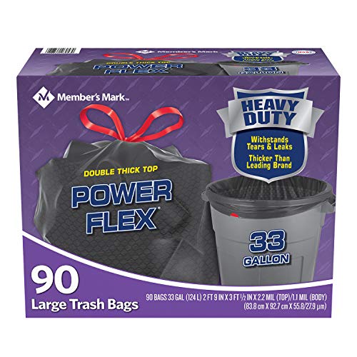 Member Mark 33 Gal. Power-guard Drawstring Trash, 90 Count by Member Mark