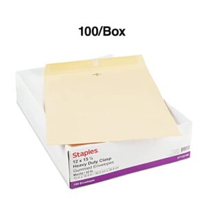 Staples 122150 Clasp Extra-Heavyweight Envelopes 12-Inch X 15-1/2-Inch Manila 100/Bx