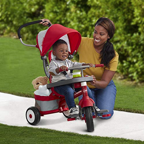 Radio Flyer 4-in-1 Stroll 'N Trike, Toddler Trike, Red Tricycle for Ages 1-5, Toddler Bike