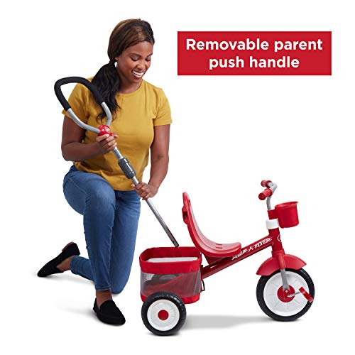 Radio Flyer 4-in-1 Stroll 'N Trike, Toddler Trike, Red Tricycle for Ages 1-5, Toddler Bike