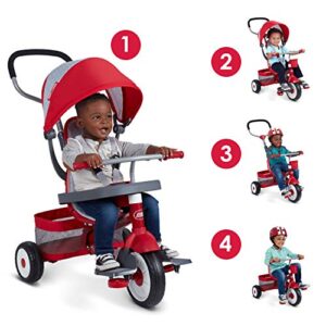 Radio Flyer 4-in-1 Stroll 'N Trike, Toddler Trike, Red Tricycle for Ages 1-5, Toddler Bike