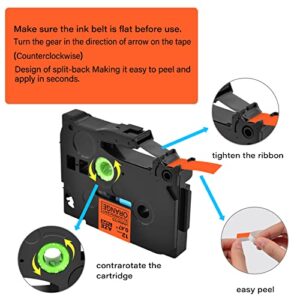 GREENCYCLE Compatible for Brother TZ TZE B31 TZe-B31 AZE B31 0.47 Inch 1/2" Black on Fluorescent Orange Laminated Label Tape 12mm x 5m for PTD210 D400AD D600 PTH100 PTH110 PT1290 PT-1230PC, 4 Pack