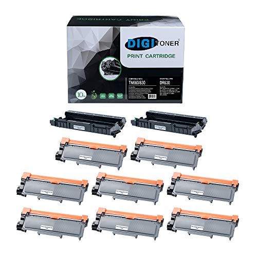 TonerPlusUSA Compatible Toner Cartridge and Drum Unit Set Replacement for Brother TN660 TN630 DR630 High Yield for DCP-L2540DW/HL-L2300D/L2360DW/MFC-L2680W/L2685DW Black (2DR630+ 8TN660, [2+8] Pack)