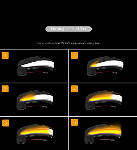 Auto-Tech 1 Pair Side Rearview Mirror Running Water Turn Signal Lamp Compatible For Toyota hynix 2015 + (Yellow Light)