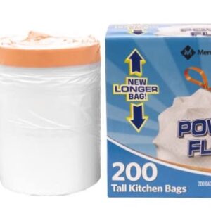 Member's Mark Power Flex Tall Kitchen Drawstring Bags, 200 Count