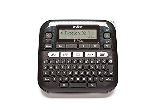 Brother PT-D210VP Label Maker, P-Touch Label Printer, Desktop, QWERTY Keyboard, Up to 12mm Labels, Includes Carry Case/AC Adapter/12mm Black on White Tape Cassette, UK Plug