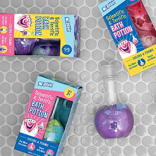 Mr. Bubble Kids Bath Bomb Potions - Colorful Fizzy Fun - Cool Foam and Bubble Science Beaker for The Bath (Pack of 4)