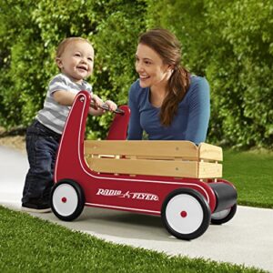 Radio Flyer Classic Walker Wagon, Sit to Stand Toddler Toy, Wood Walker, For Ages 1-4, Red