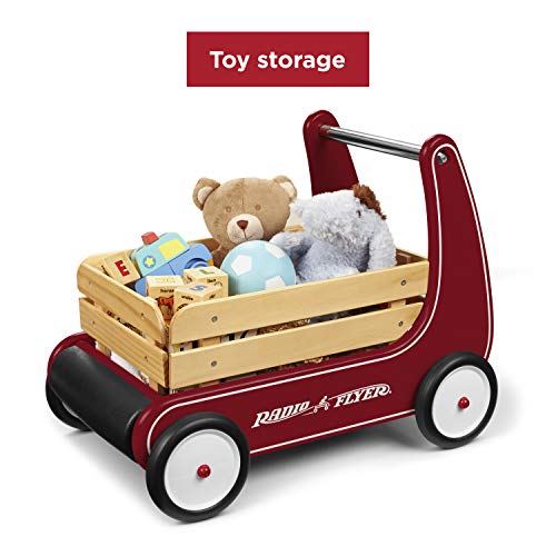 Radio Flyer Classic Walker Wagon, Sit to Stand Toddler Toy, Wood Walker, For Ages 1-4, Red