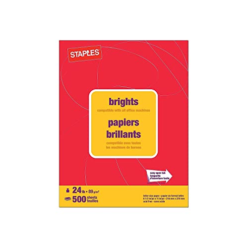 Staples 733081 Brights 24 Lb. Colored Paper Red 500/Ream