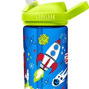 CamelBak Eddy+ 14 oz Kids Water Bottle with Tritan Renew – Straw Top, Leak-Proof When Closed, Retro Rockets