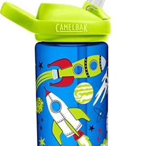 CamelBak Eddy+ 14 oz Kids Water Bottle with Tritan Renew – Straw Top, Leak-Proof When Closed, Retro Rockets