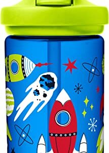 CamelBak Eddy+ 14 oz Kids Water Bottle with Tritan Renew – Straw Top, Leak-Proof When Closed, Retro Rockets