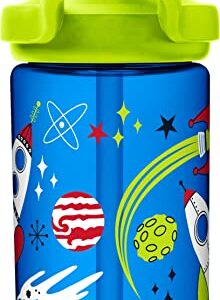 CamelBak Eddy+ 14 oz Kids Water Bottle with Tritan Renew – Straw Top, Leak-Proof When Closed, Retro Rockets