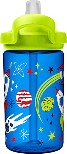 CamelBak Eddy+ 14 oz Kids Water Bottle with Tritan Renew – Straw Top, Leak-Proof When Closed, Retro Rockets