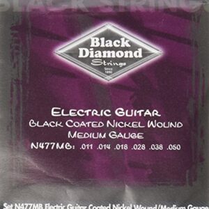 Black Diamond N477MB Black Coated Nickel Wound Electric Guitar Strings, Medium