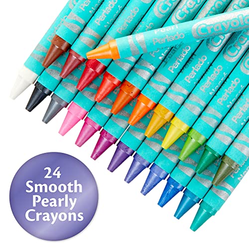 Crayola Pearl Crayons, Pearlescent Colors, 24 Count, Coloring Supplies, Gift for Kids, Ages 3, 4, 5, 6