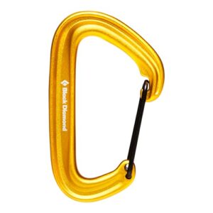 black diamond equipment litewire carabiner for rock climbing, yellow