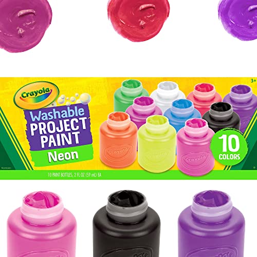 Crayola Washable Kids Project Paint - Neon (2oz), Arts & Crafts Supplies For Kids, Preschool & Kindergarten, Gifts, Ages 3+