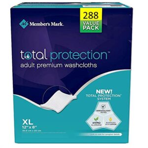 Member's Mark Adult Premium Disposable Washcloth Value Pack 288 Count, 1 Pack, Blue