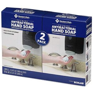 proforce/members mark commercial foaming antibacterial hand soap 2 pack refills, 33.8 fl. oz