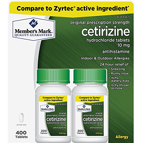 Member's Mark Cetirizine Hydrochloride 10mg Antihistamine 400 Tablets - Formerly Known as Simply Right