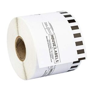 HOUSELABELS Compatible with DK-2205 Replacement Roll for Brother QL Label Printers; Removable Adhesive Continuous Length Labels; 2-4/9" x 100 feet (62mm*30.48m) with 1 Reusable Cartridge - 2 Rolls