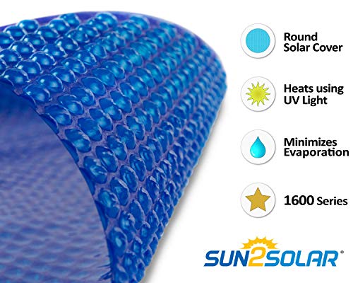 Sun2Solar Blue 30-Foot Round Solar Cover | 1600 Series Style | Heat Retaining Blanket for In-Ground and Above-Ground Round Swimming Pools | Use Sun to Heat Pool Water | Bubble-Side Facing Down in Pool