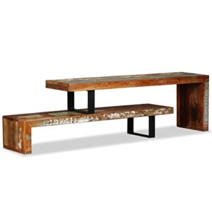 vidaxl solid wood tv stand adjustable rustic shelf unit riser console table