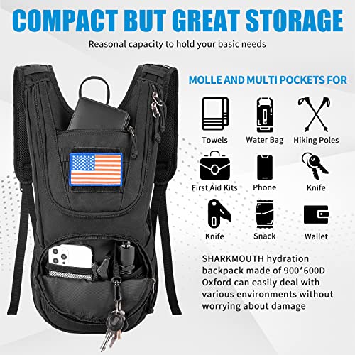 SHARKMOUTH Tactical Hydration Backpack, with 2L Water Bladder, Military Pack Fit for Hiking Cycling Running Camping