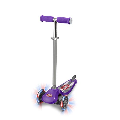 Radio Flyer Lean 'N Glide Scooter with Light Up Wheels, Kids Scooter, Purple Kick Scooter, for Ages 3+ Years