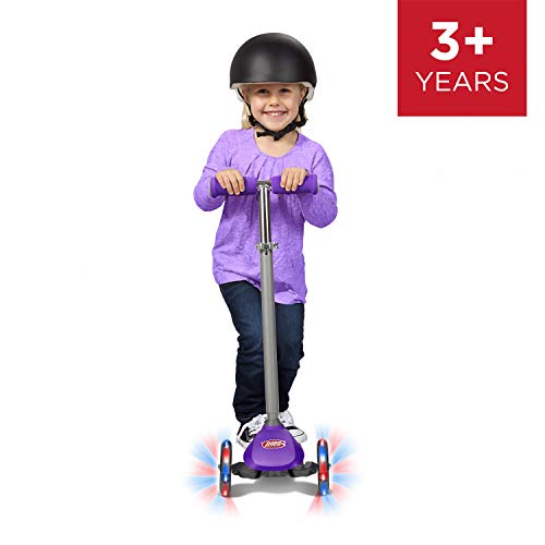 Radio Flyer Lean 'N Glide Scooter with Light Up Wheels, Kids Scooter, Purple Kick Scooter, for Ages 3+ Years