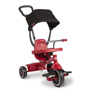 radio flyer pedal & push 4-in-1 stroll ‘ n trike®, red tricycle, for toddlers ages 1-5 (amazon exclusive), toddler bike