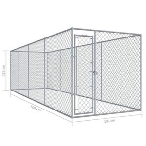 vidaXL Outdoor Dog Kennel Versatile Lockable Mesh Sidewalls Patio Garden Terrace Balcony Backyard Pet Cage 299.2"x75.6"x72.8" Galvanized Steel