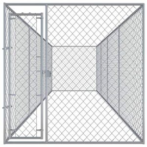 vidaXL Outdoor Dog Kennel Versatile Lockable Mesh Sidewalls Patio Garden Terrace Balcony Backyard Pet Cage 299.2"x75.6"x72.8" Galvanized Steel