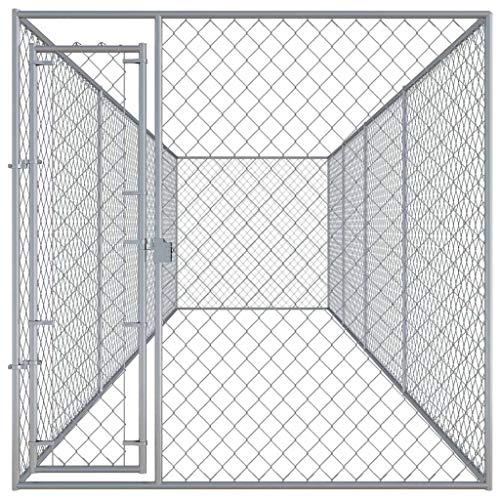 vidaXL Outdoor Dog Kennel Versatile Lockable Mesh Sidewalls Patio Garden Terrace Balcony Backyard Pet Cage 299.2"x75.6"x72.8" Galvanized Steel