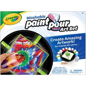 crayola washable paint pour set, 20pc paint set, gift for kids, 8, 9, 10, 11