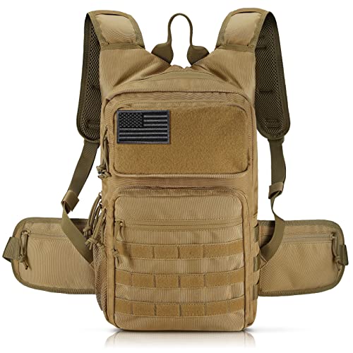 Tactical Hydration Pack Backpack, Military Molle Water Backpack for Hiking Running Cycling Climbing Hunting Fishing(No Water Bladder Included)