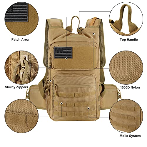 Tactical Hydration Pack Backpack, Military Molle Water Backpack for Hiking Running Cycling Climbing Hunting Fishing(No Water Bladder Included)