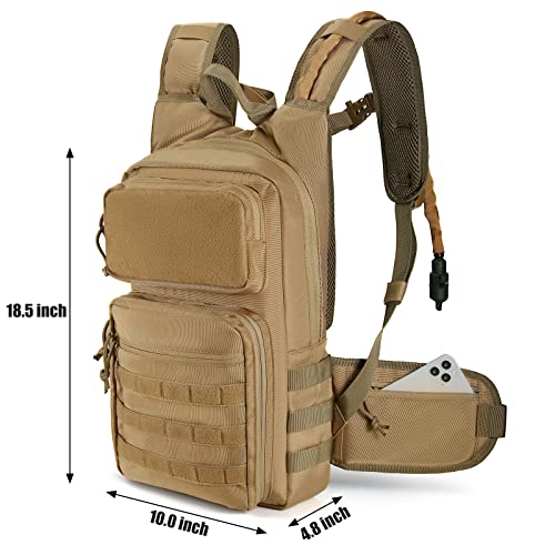 Tactical Hydration Pack Backpack, Military Molle Water Backpack for Hiking Running Cycling Climbing Hunting Fishing(No Water Bladder Included)