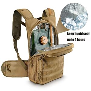 Tactical Hydration Pack Backpack, Military Molle Water Backpack for Hiking Running Cycling Climbing Hunting Fishing(No Water Bladder Included)