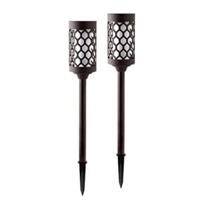 member’s mark 2-piece led solar pathway torch lights, oil-rubbed bronze